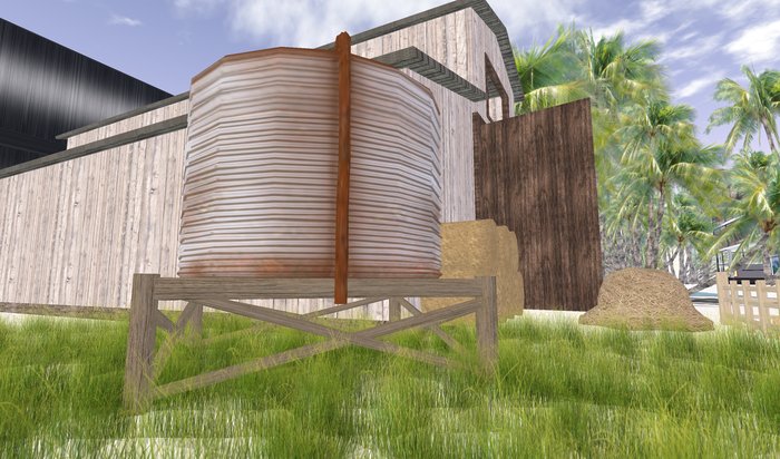 Second Life Marketplace - Old Farm Water Tank and Stand Sculpted (3 Prims)