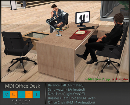 Second Life Marketplace - :::Multi Design::: Office Desk (Table Set)