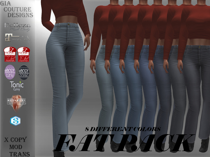 Second Life Marketplace - "GCD" Sierra Boot Cut Jeans FAT PACK