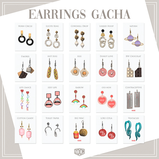 Second Life Marketplace - [Z O O M] Earrings Gacha - Horn Circle - COMMON