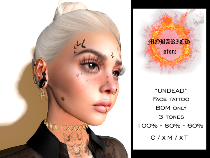 Second Life Marketplace - "Undead" face tattoo - BOM only - add
