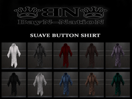 Second Life Marketplace - BayN-NatioN- Suave Button Shirt (Fatpack) (BNS90)