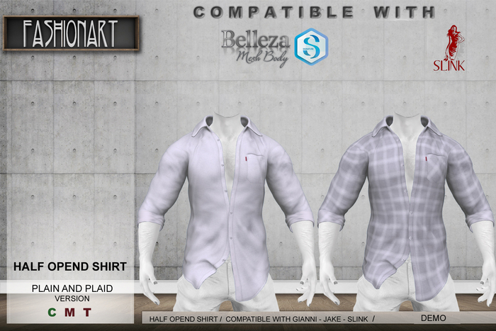 Second Life Marketplace - .:FashionArt:. Half Open Shirt [ DEMOS ...