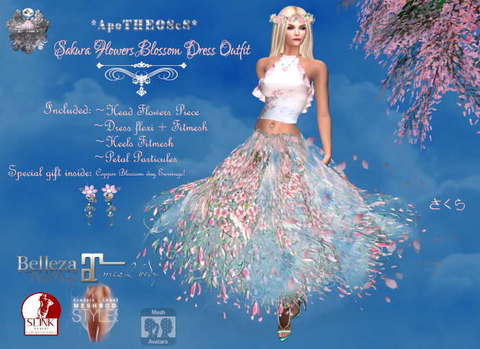 Second Life Marketplace - *AS* Sakura Flowers Blossom Dress Outfit
