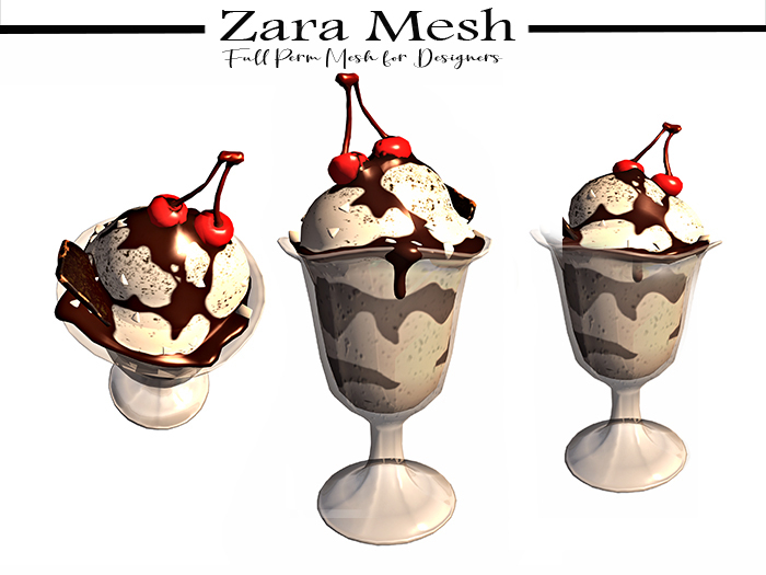 Second Life Marketplace - Zara Mesh - Food - Sundae - FULL PERM MESH