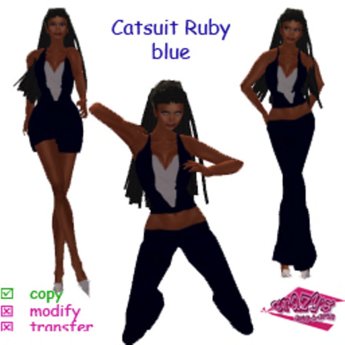 Second Life Marketplace - ♀ CATSUIT RUBY BLUE - Womans Mix & Match Outfit ♀