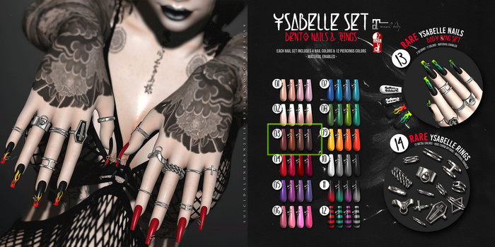 Second Life Marketplace - -SU!- Ysabelle Set - Bento Nails - (Slink) /03/