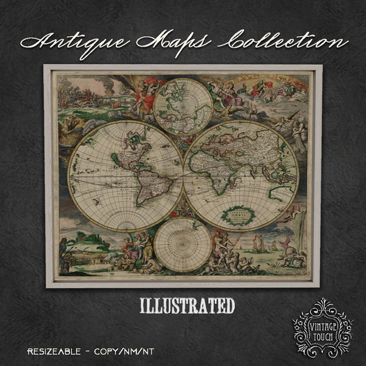 Second Life Marketplace - Vintage Touch Antique Map (Illustrated)