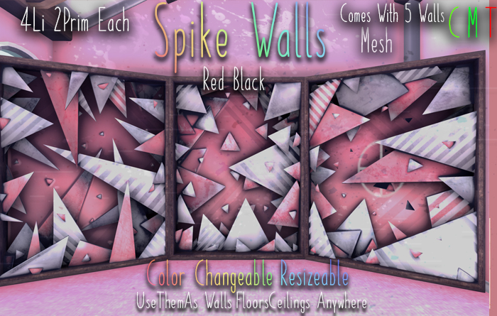 Second Life Marketplace - Spike Walls- Red Black- Strange Merchant