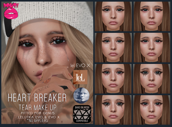 Second Life Marketplace - [POUT!] Heart Breaker Tears - BOM UPDATED!