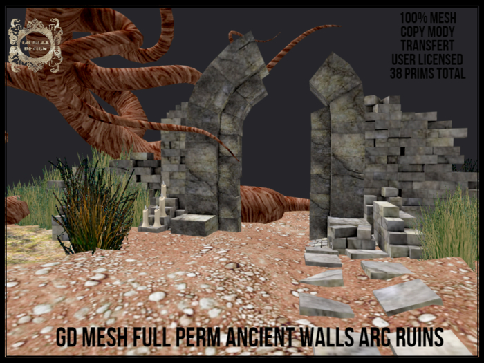 Second Life Marketplace - GD MESH FULL PERM ANCIENT WALLS ARC RUINS