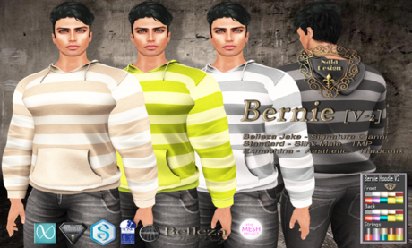 Second Life Marketplace - Nala Designs - Bernie Male Hoodie V2 - All ...