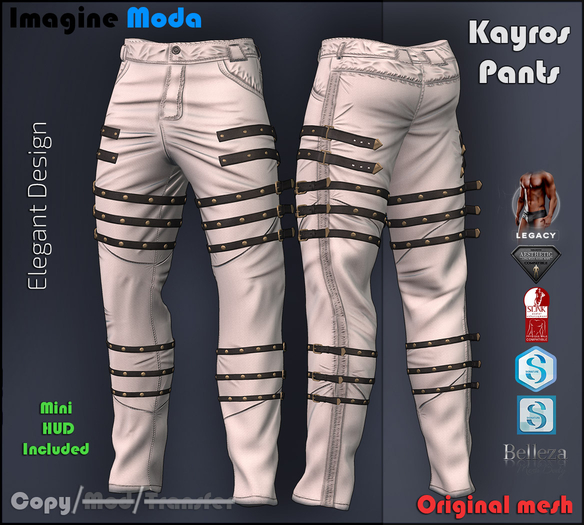 Second Life Marketplace - Kayros Pants {White} Aesthetic, Gianni ...