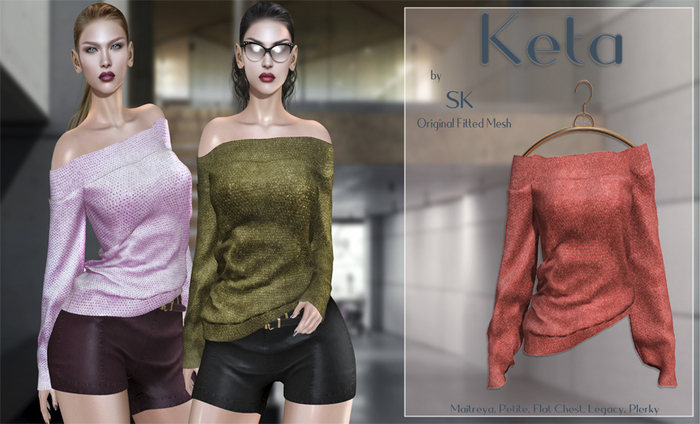 Second Life Marketplace - * SK * Keta sweater RED (unpackme)