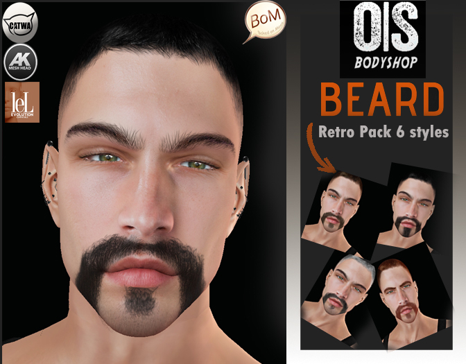 Second Life Marketplace - !O.S! Beard Retro pack 5 styles HD pro/Omega ...