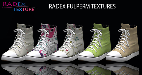 Second Life Marketplace - RADEX FULPERM TEXTURES F9 High Ankle Sneakers