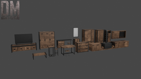 Second Life Marketplace - Wooden furniture set Full Perm Mesh