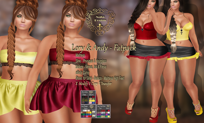 Second Life Marketplace - Nala Design - Lory & Andy Outfit Fatpack - Mesh Bodies