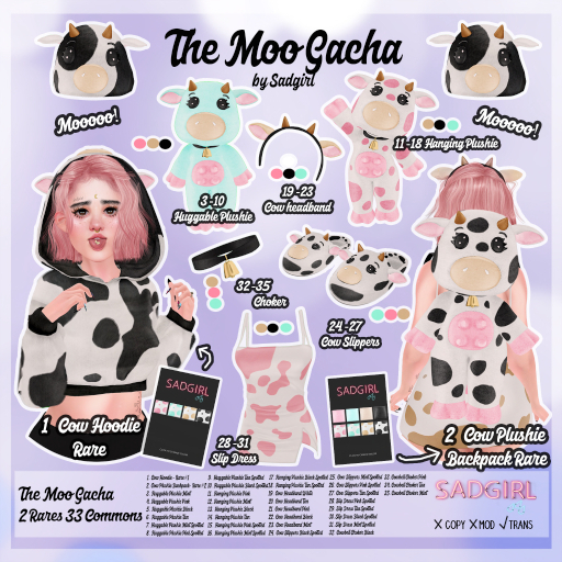 Second Life Marketplace Sadgirl Moo Gacha Cow Dress Tan Spotted Legacy Perky