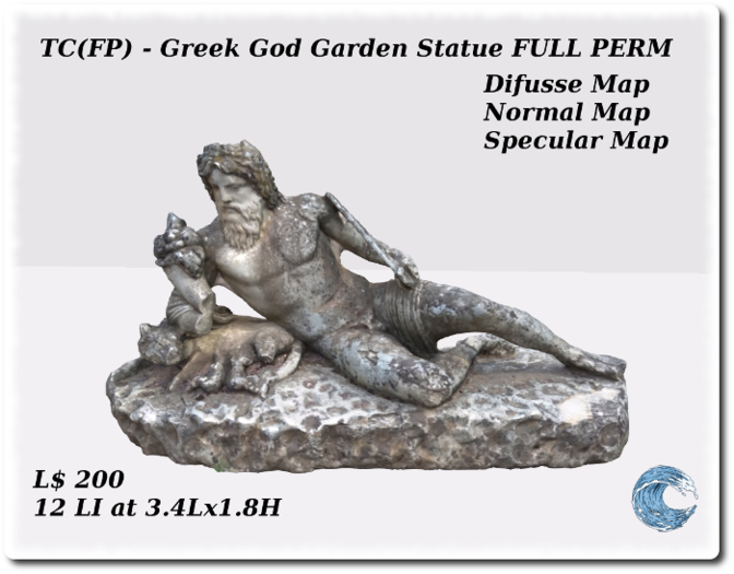 Second Life Marketplace - Greek God Garden Statue FULL PERM
