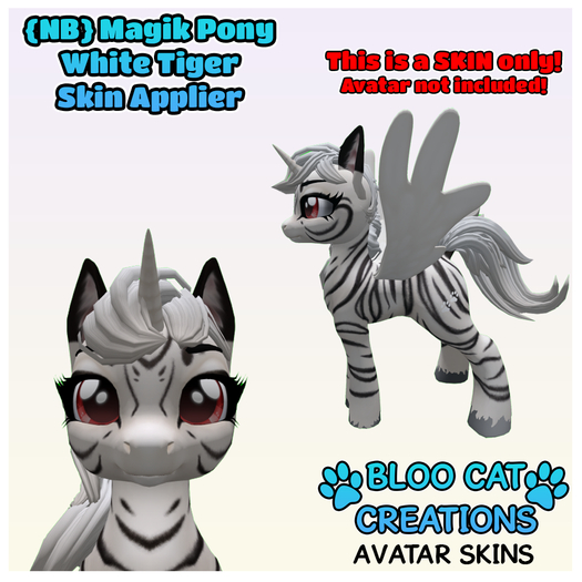 Second Life Marketplace - {NB} Magik Pony - White Tiger (BCC) - SKIN ...