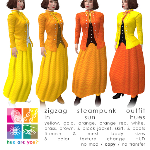 Second Life Marketplace - "hue are you?" sun hues zigzag steampunk outfit