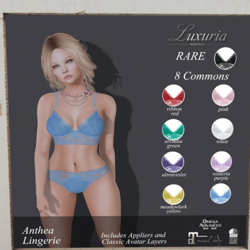 Second Life Marketplace - {Luxuria} Anthea Lingerie *little boy blue*