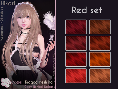 Second Life Marketplace - [^.^Ayashi^.^] Hikari hair-Red set