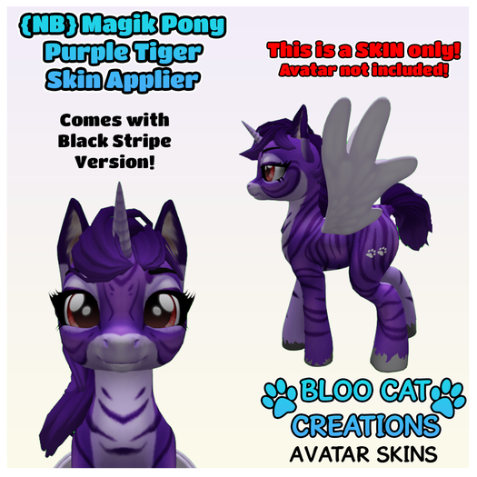 Second Life Marketplace - {NB} Magik Pony - Purple Tiger (BCC) - SKIN ...