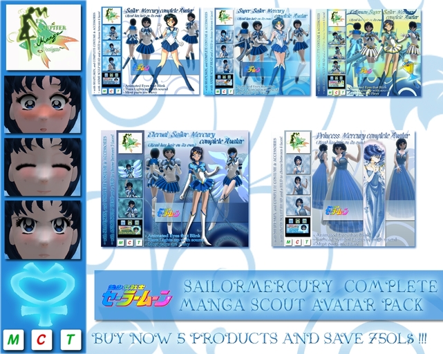 Second Life Marketplace - ☿ SAILORMERCURY COMPLETE MANGA SCOUT AVATAR ...