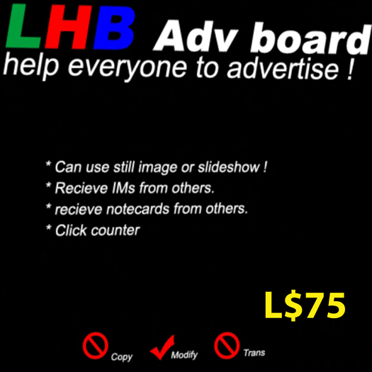 Second Life Marketplace - LHB Adv board - sell advertise board