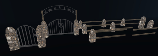 Second Life Marketplace - B&D STONE POST SPLIT RAIL FENCE & GATES