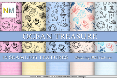 Second Life Marketplace - Ocean Treasure Matching Kit 15 Seamless ...