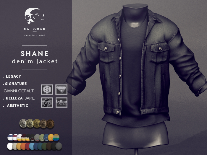 Second Life Marketplace - not so bad . mesh . SHANE denim jacket . black