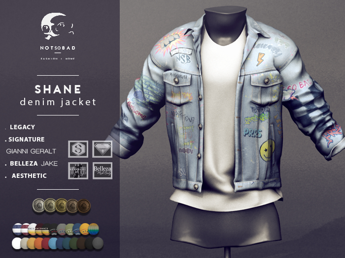 Second Life Marketplace - not so bad . mesh . SHANE denim jacket . painted