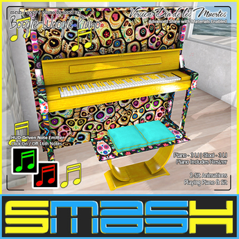 Second Life Marketplace - SMASH - Boogie-Woogie Piano (Dia de los Muertos)