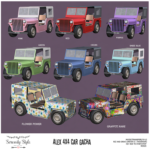 Second Life Marketplace - Serenity Style- Alex 4x4 Car - OCEAN