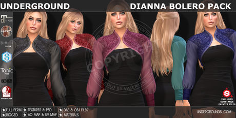 Second Life Marketplace - [UG MESH] DIANNA BOLERO PACK (DAE) - FULL PERM