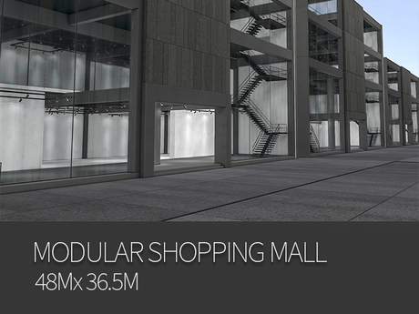 Second Life Marketplace - MODULAR SHOPPING MALL SET (48m x 36.5m )