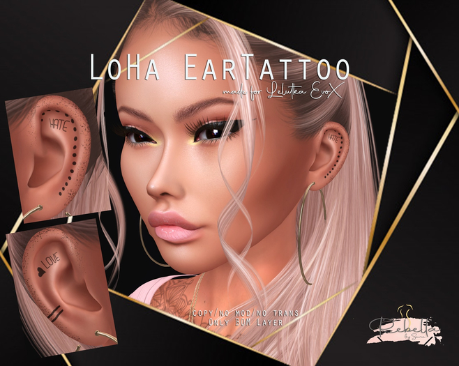 Second Life Marketplace - Rebella - LoHa Ear Tattoos [LeL EvoX]