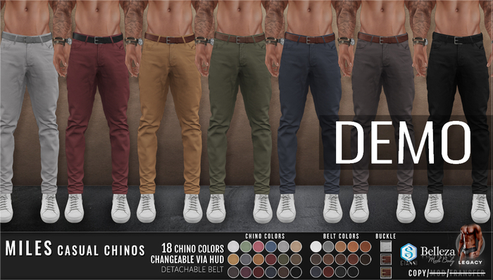 Second Life Marketplace - {COLD-ASH} DEMO MILES Casual Chinos