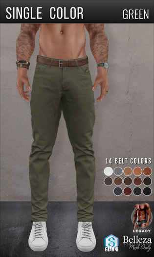 Second Life Marketplace - {COLD-ASH} MILES Casual Chinos (Green)
