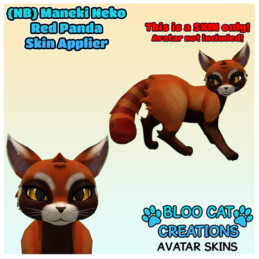 Second Life Marketplace - {NB} Maneki Neko - Red Panda (BCC) - SKIN APPLIER