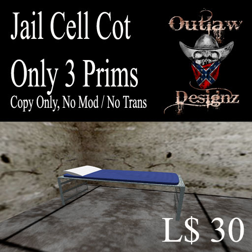 Second Life Marketplace - Metal Prison/ Jail Cell Cot