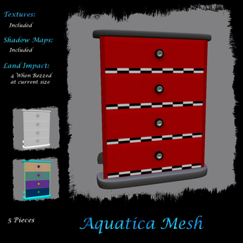 Second Life Marketplace - Aquatica Mesh - AM024737 Racing Chest of Drawers