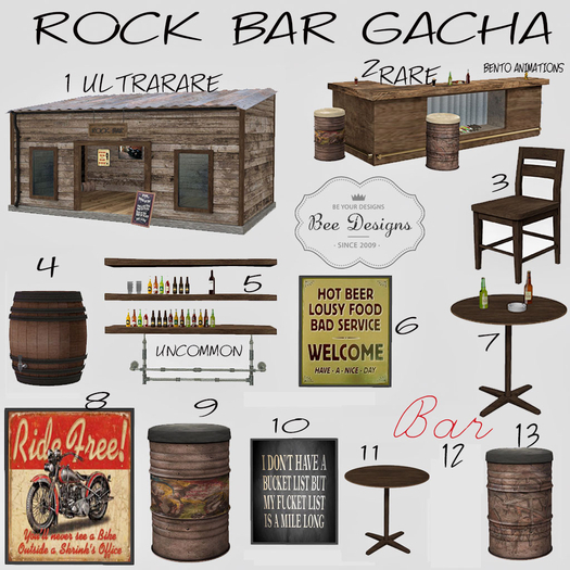 Second Life Marketplace - Bee Designs Rock Bar Gacha 11