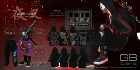 Second Life Marketplace - 14.::GB:: Cyber Yasha Mask* (resize) Black / Red