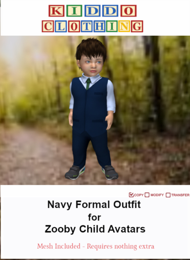Second Life Marketplace - Navy Formal Outfit for Zooby Boy Child Avatar