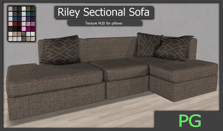 Second Life Marketplace - Riley Sectional Sofa (PG)- BROWN