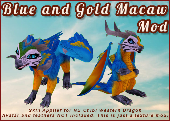 Second Life Marketplace - [WP] Blue and Gold Macaw Draco Griff for NB ...